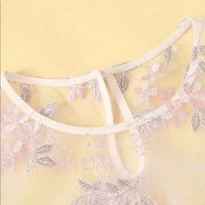 Tops | Floral Embroidered Mesh Crop Top | Poshmark